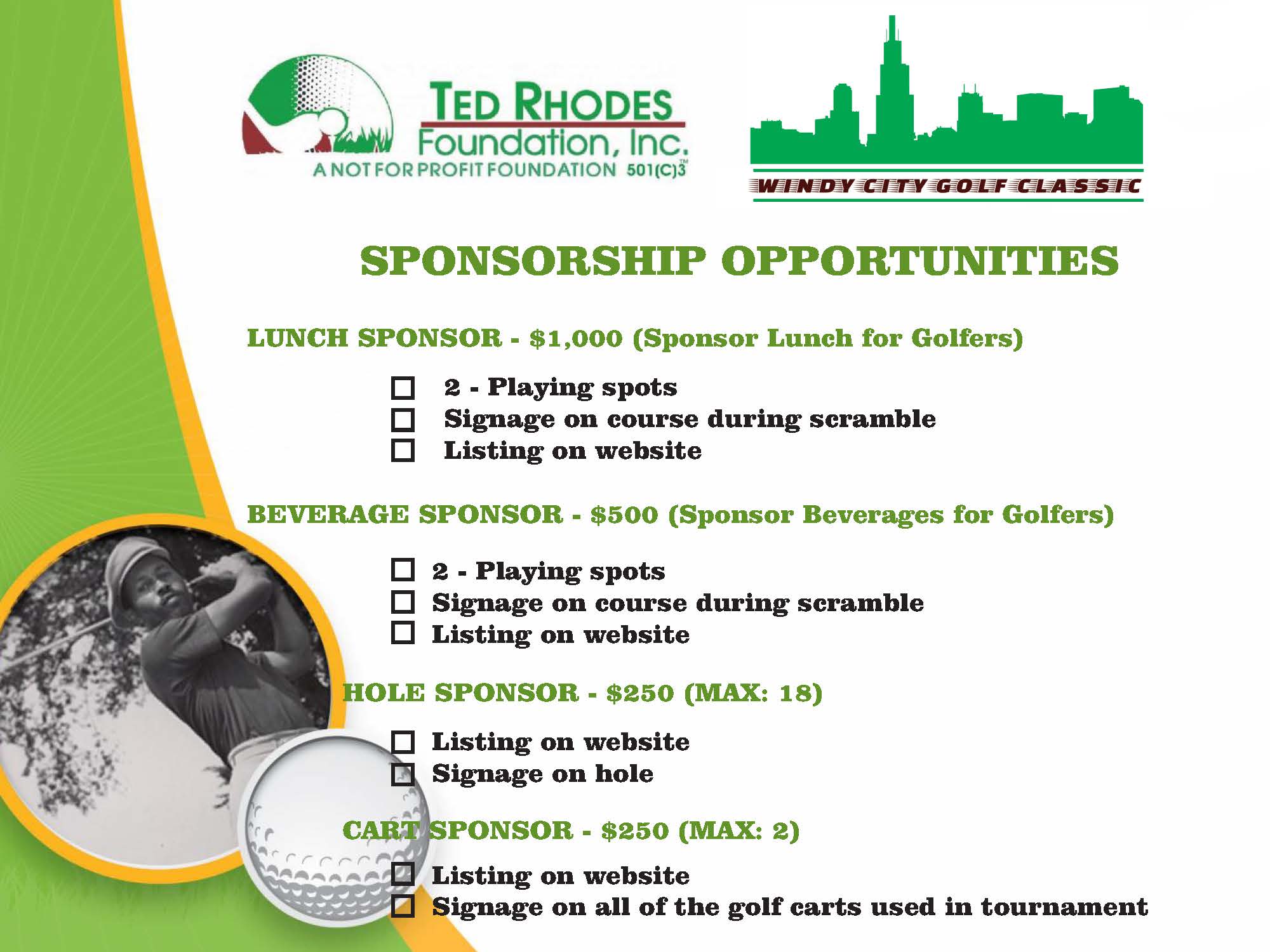 SPONSORSHIPS - Ted Rhodes Foundation, Inc.
