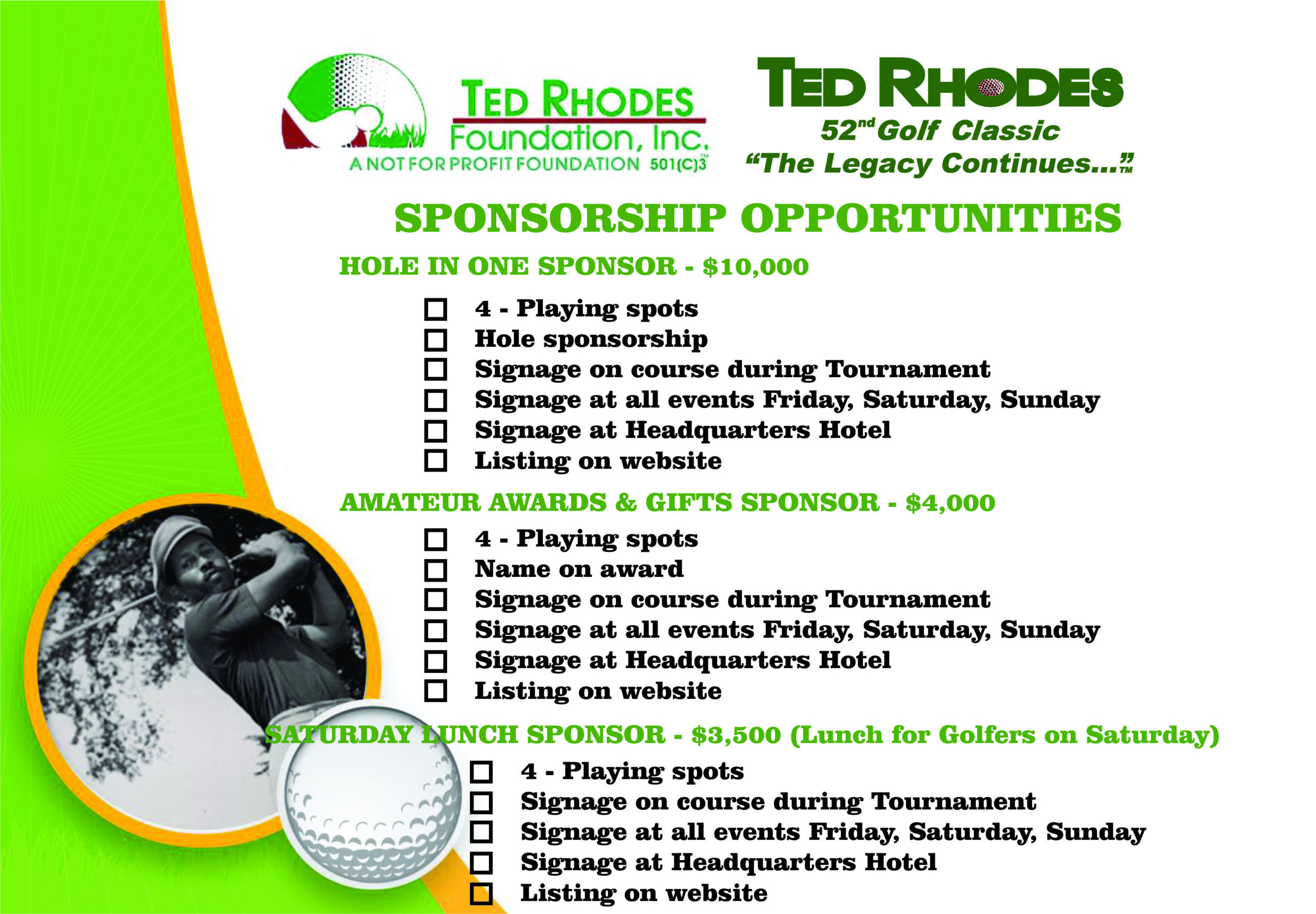 SPONSORSHIPS - Ted Rhodes Foundation, Inc.